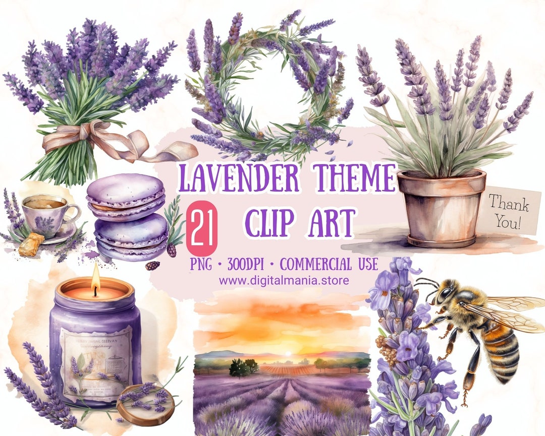 Lavender Theme Clip Art 21 PNG Provence PNG Illustration Lavender Art ...