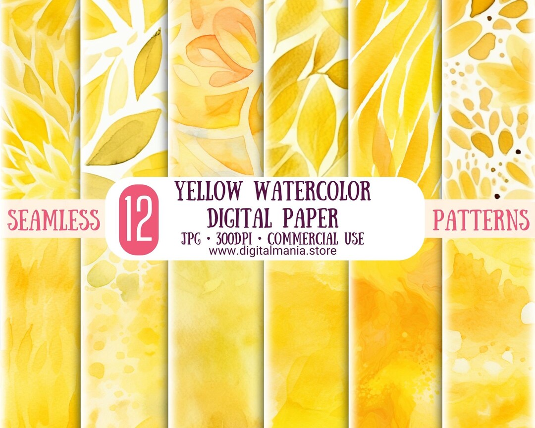 Explore Yellow Watercolor Digital Paper, Seamless Texture Perfect for ...