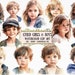Child Girl and Boys Portrait Watercolor Clip Art 20 PNG - Watercolor ...