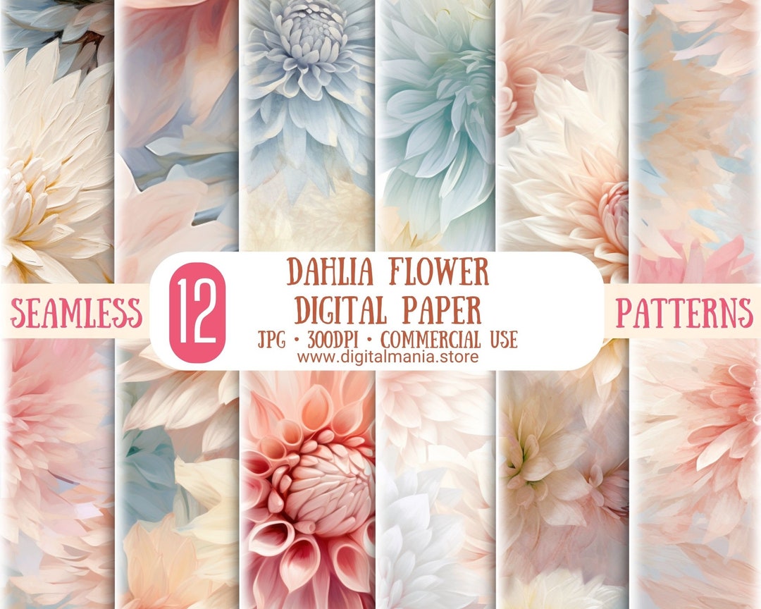 Pink Dahlia Seamless Digital Paper Dahlia Texture Digital Paper ...