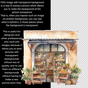 Watercolor Italian Street Shops Clip Art 12 PNG - Shop Illustrations ...