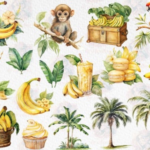 Watercolor Banana Clip Art - 16 PNG Watercolor Fruits Images Banana Art ...