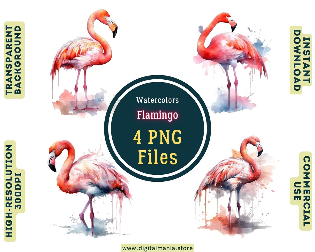 Watercolor Flamingo PNG Transparent Background Pink Flamingo Clip Art ...