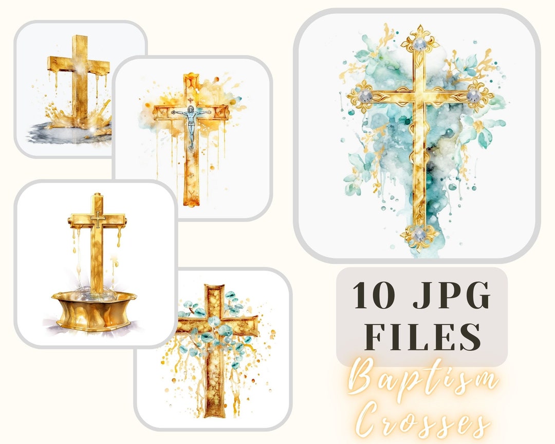 Baptism Crosses Collection 10 JPG Baptism Cross Illustration Gold Cross ...