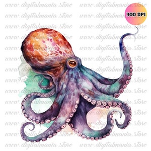 Watercolor Octopus PNG Transparent Background Sea Octopuses Clipart PNG ...