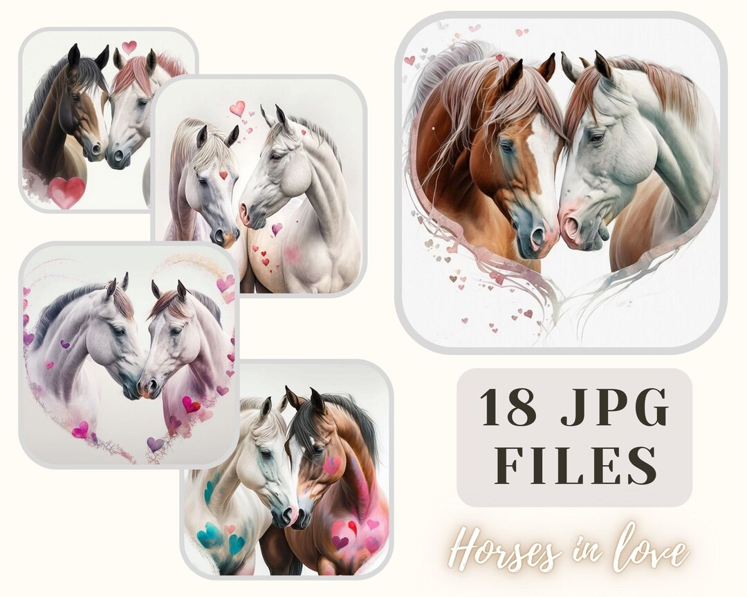 Horses in Love - Watercolor Clipart for Digital Planner and Scrap Book ...
