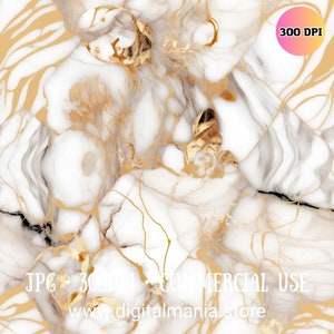 White and Gold Marble Textures - Seamless Digital Paper - Marble ...