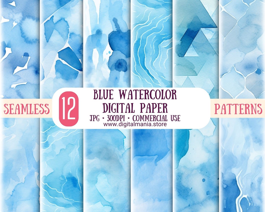 Explore Blue Watercolor Digital Paper, Seamless Texture Perfect for ...