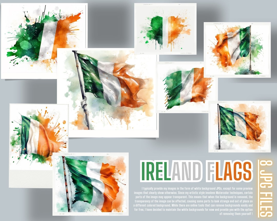 Ireland Flag Watercolor Collection 8 JPG Files Art Illustration Ireland ...