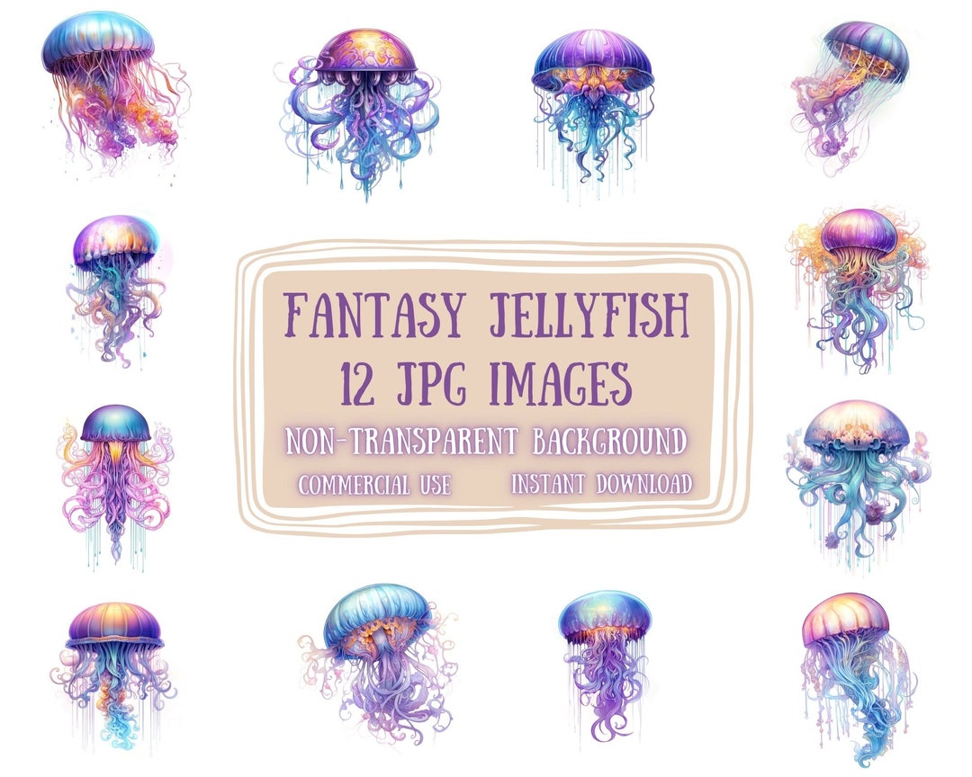 Fantasy Jellyfish Clip Art 12 JPG Jellyfish Image Jellyfish - Etsy