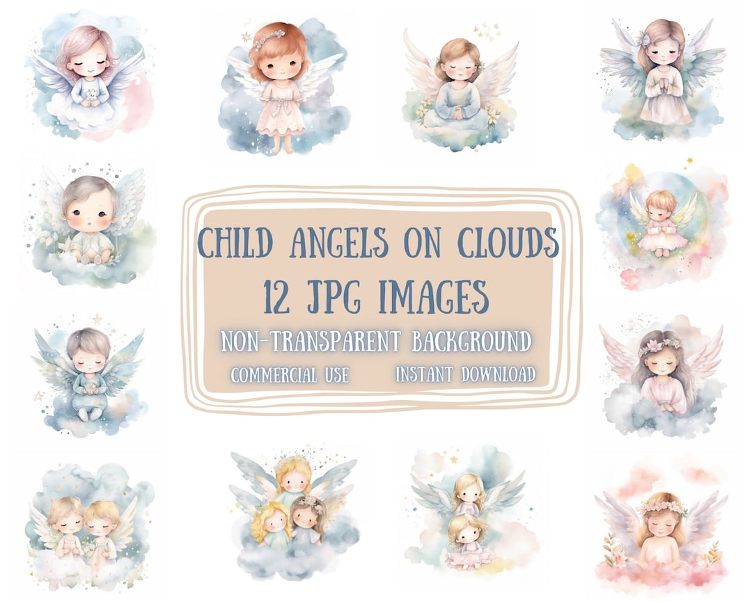 Watercolor Child Angels Clip Art 12 JPG - Little Child Angels Images ...