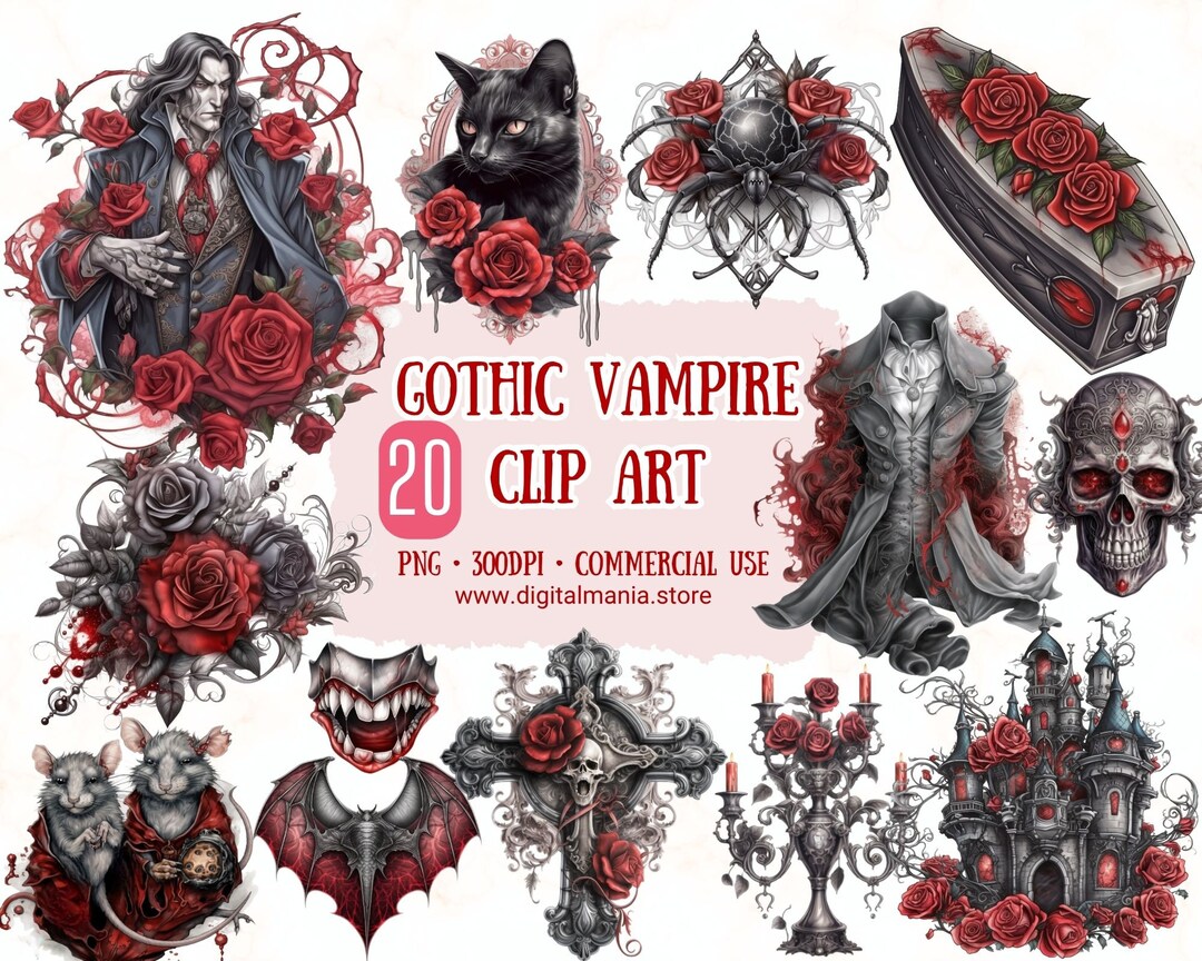 Gothic Vampire Clipart 20 PNG Vampire Illustrations Graf Dracula Art ...
