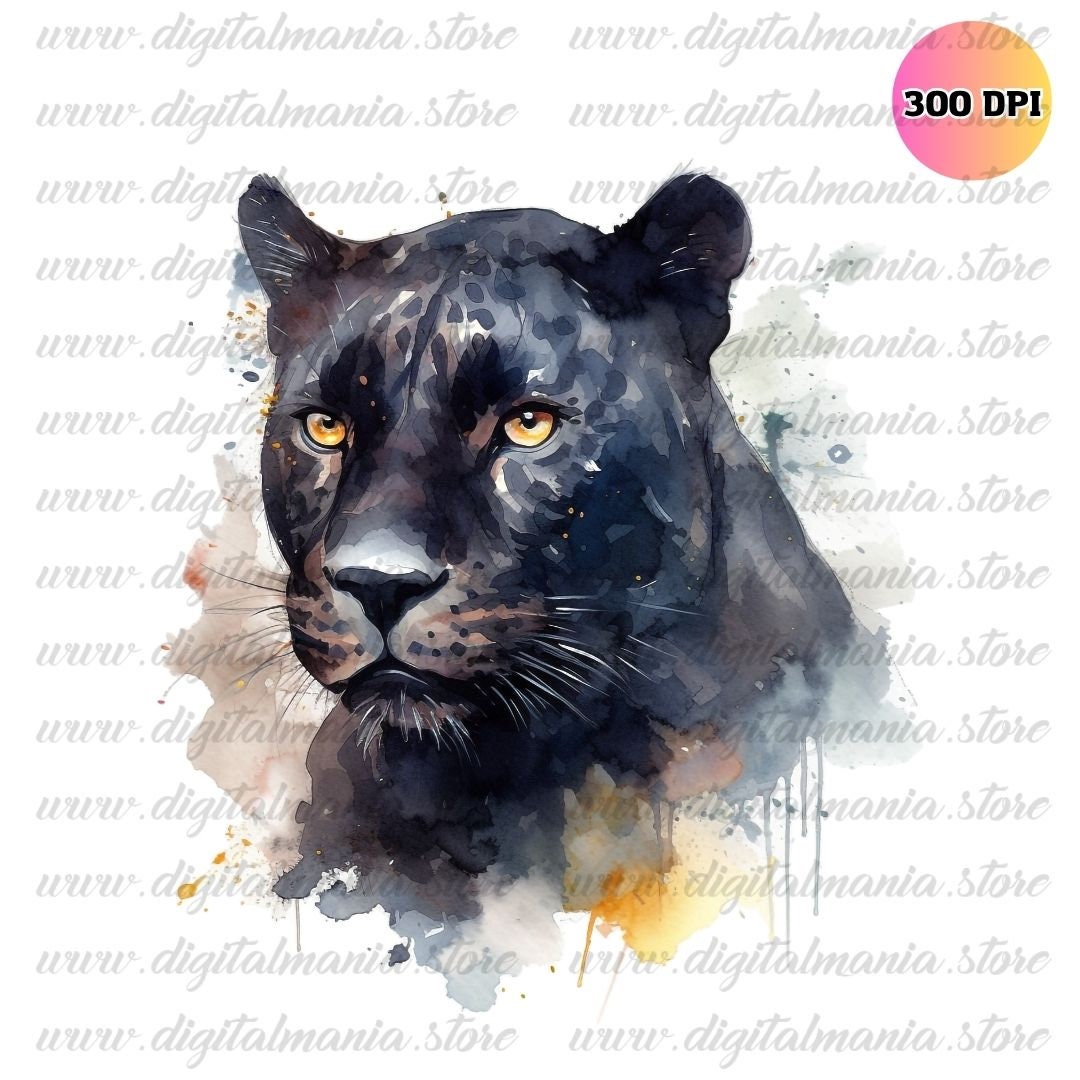 Watercolor Black Panther PNG Transparent Background - Etsy