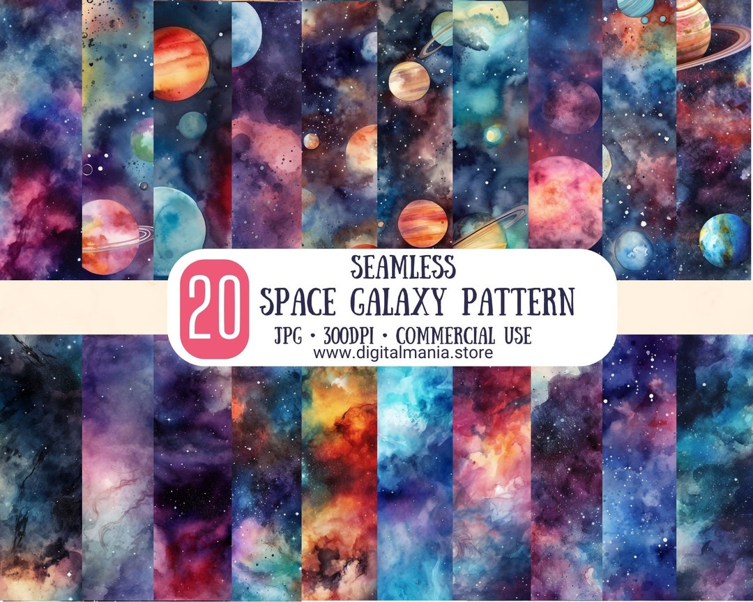 Watercolor Space Galaxy Patterns Seamless Digital Paper Space Digital ...