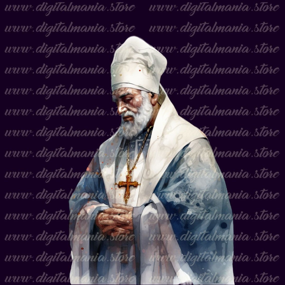 Watercolor Priests Transparent PNG Baptism Illustration - Etsy