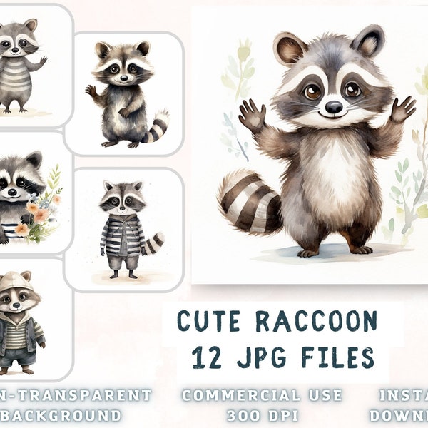 Raccoons Clip Art - Etsy