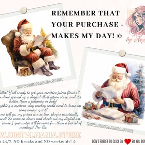 Santa Reading Letters Watercolor Clipart 12 JPG - Santa Claus Christmas ...