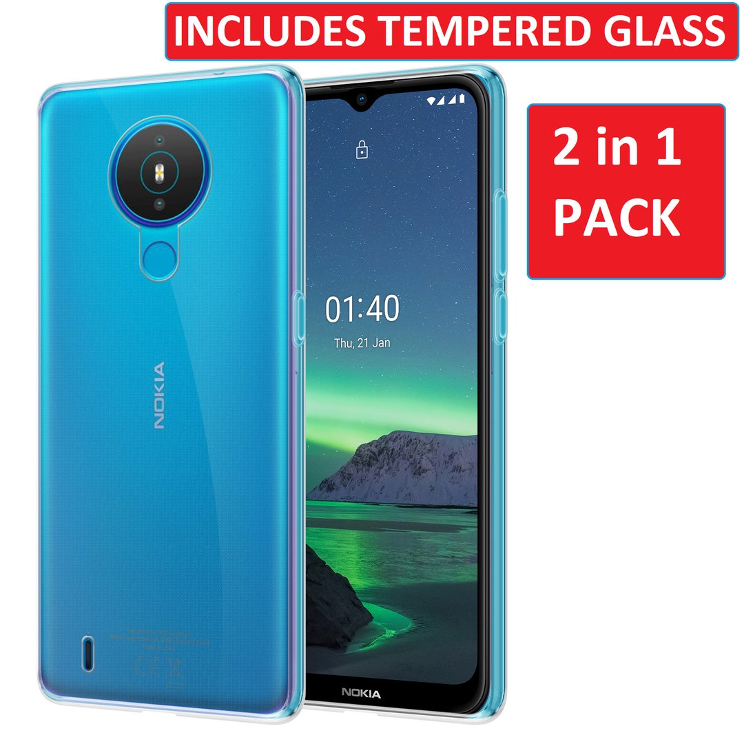Slim Case for Nokia C01 Plus Clear Gel Cover Skinglass Screen Protector ...