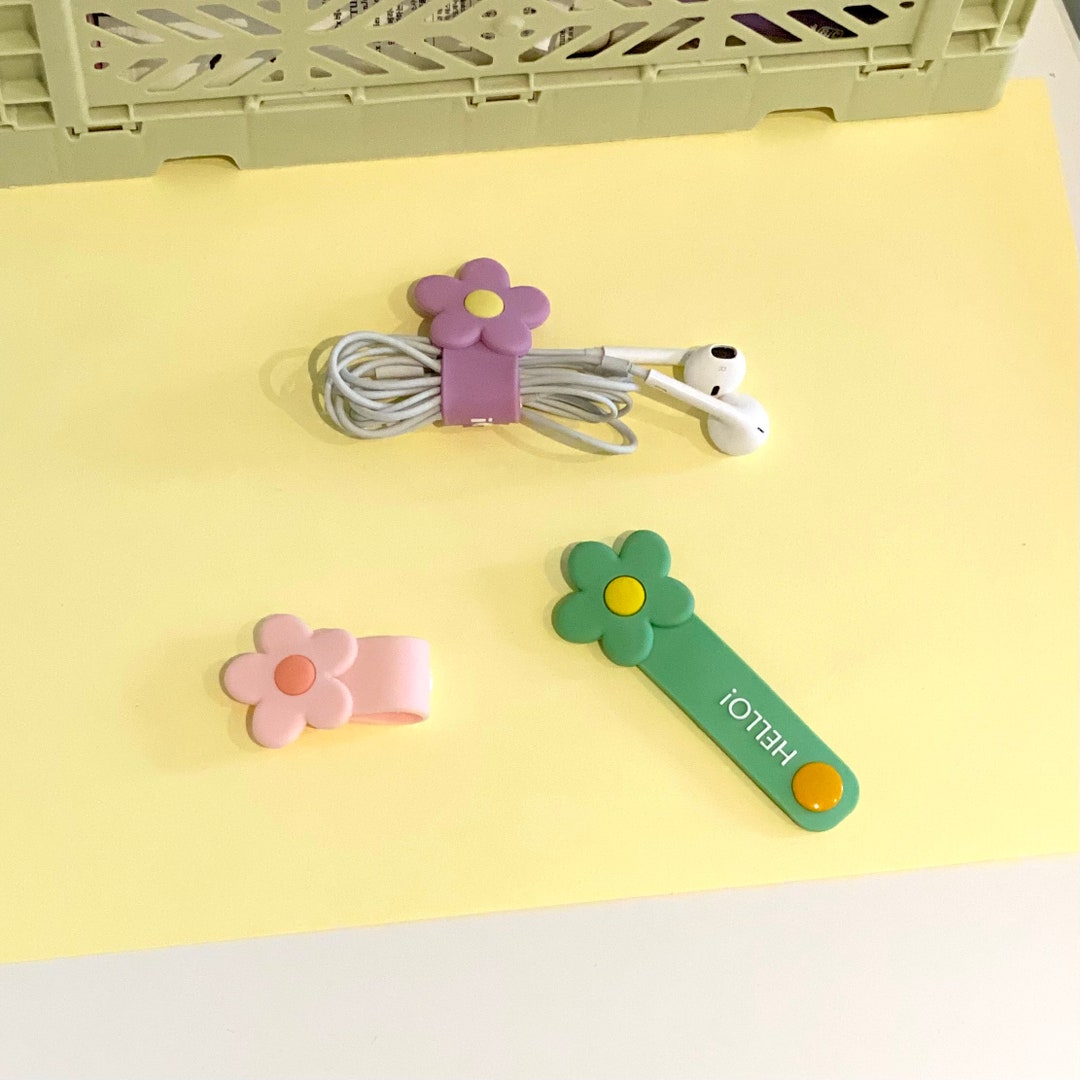 Cute Colourful Silicone Flower Cable Organizer cable Ties for USB ...