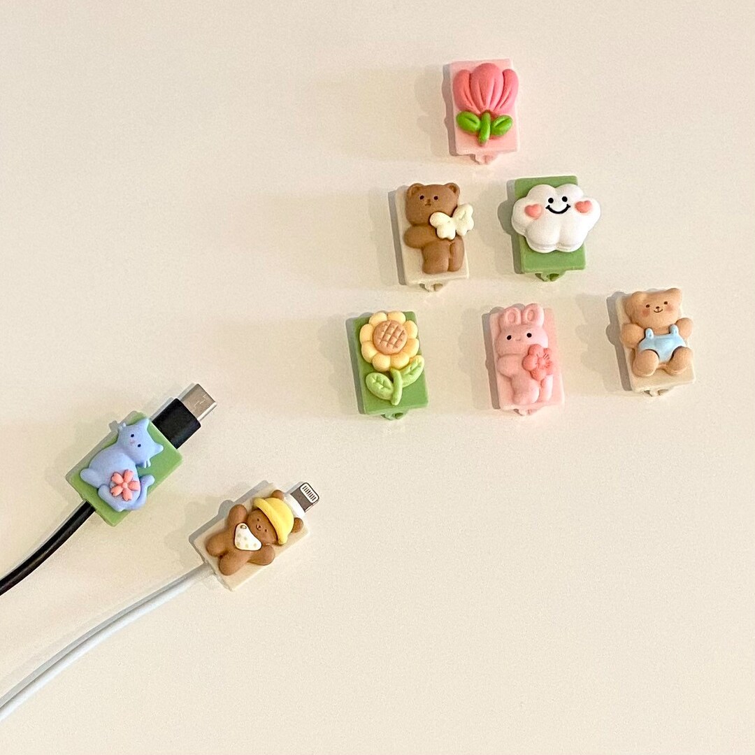 Cute Colourful Cartoon Charging Cable Protector | Cable Holder| Bear ...