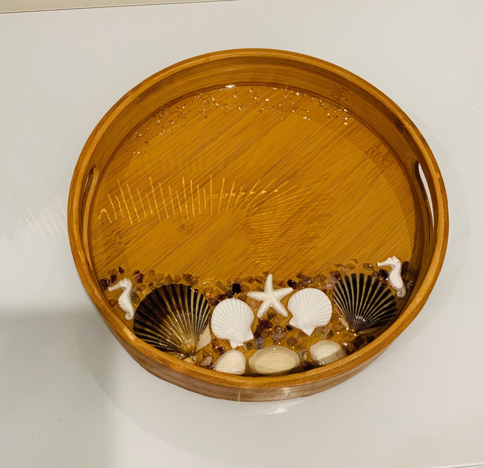 Beautiful Beach Tray, Resin Tray, Seashell Tray - Etsy