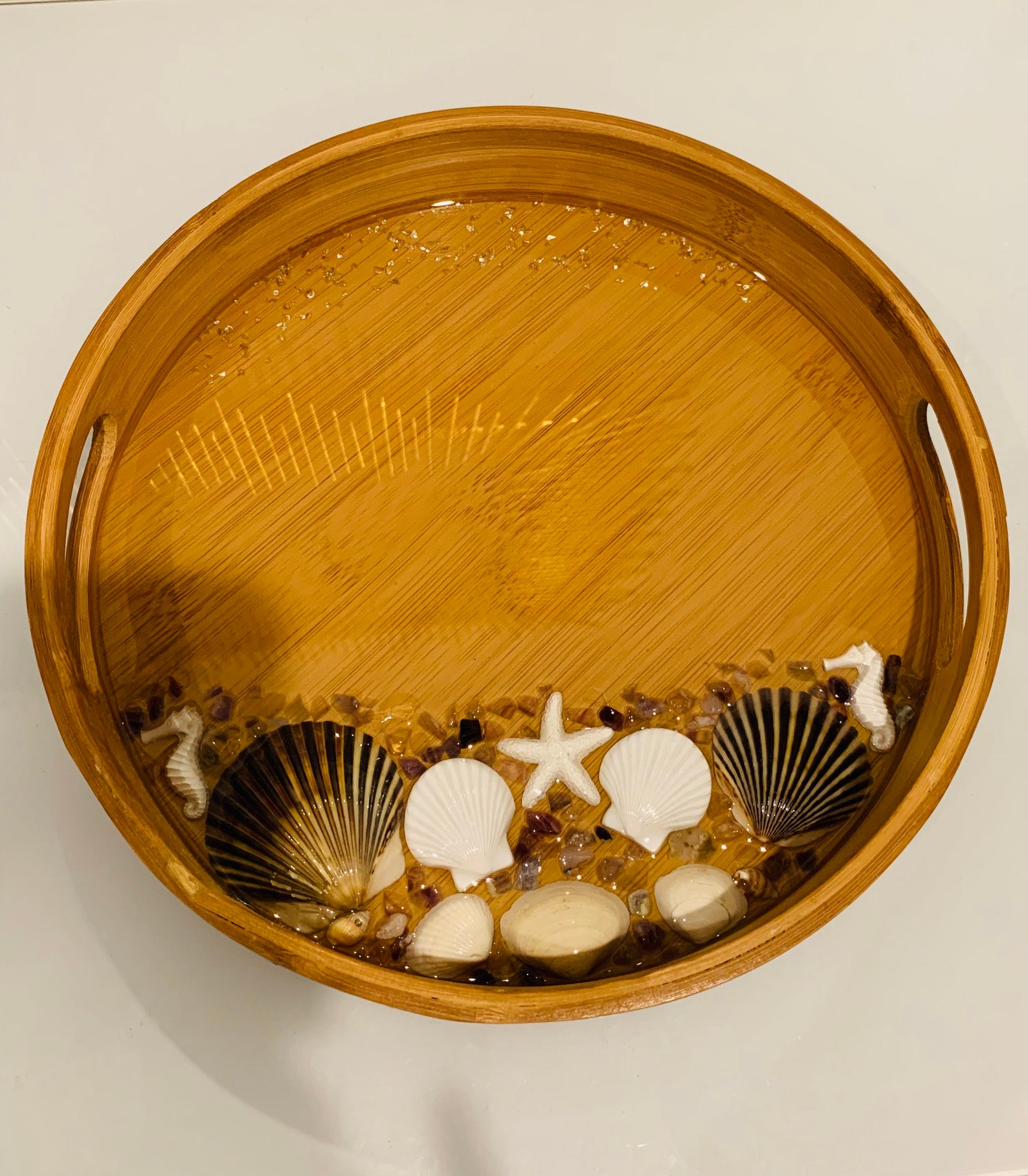 Beautiful Beach Tray, Resin Tray, Seashell Tray - Etsy