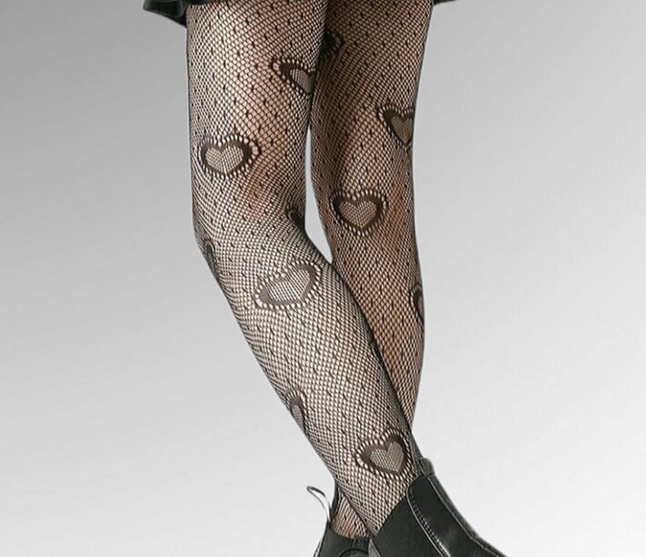 Fishnet heart stockings/heart leggings in black or white | Etsy