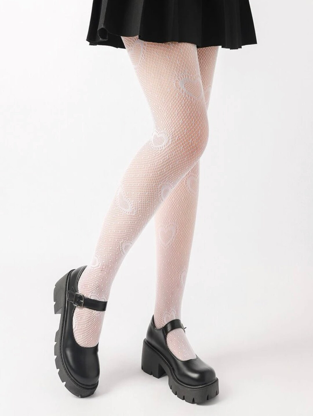 Fishnet Heart Stockings/heart Leggings in Black or White - Etsy