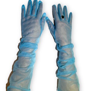 Blue Fashion Gloves Light Blue Opera Gloves Sheer Blue - Etsy