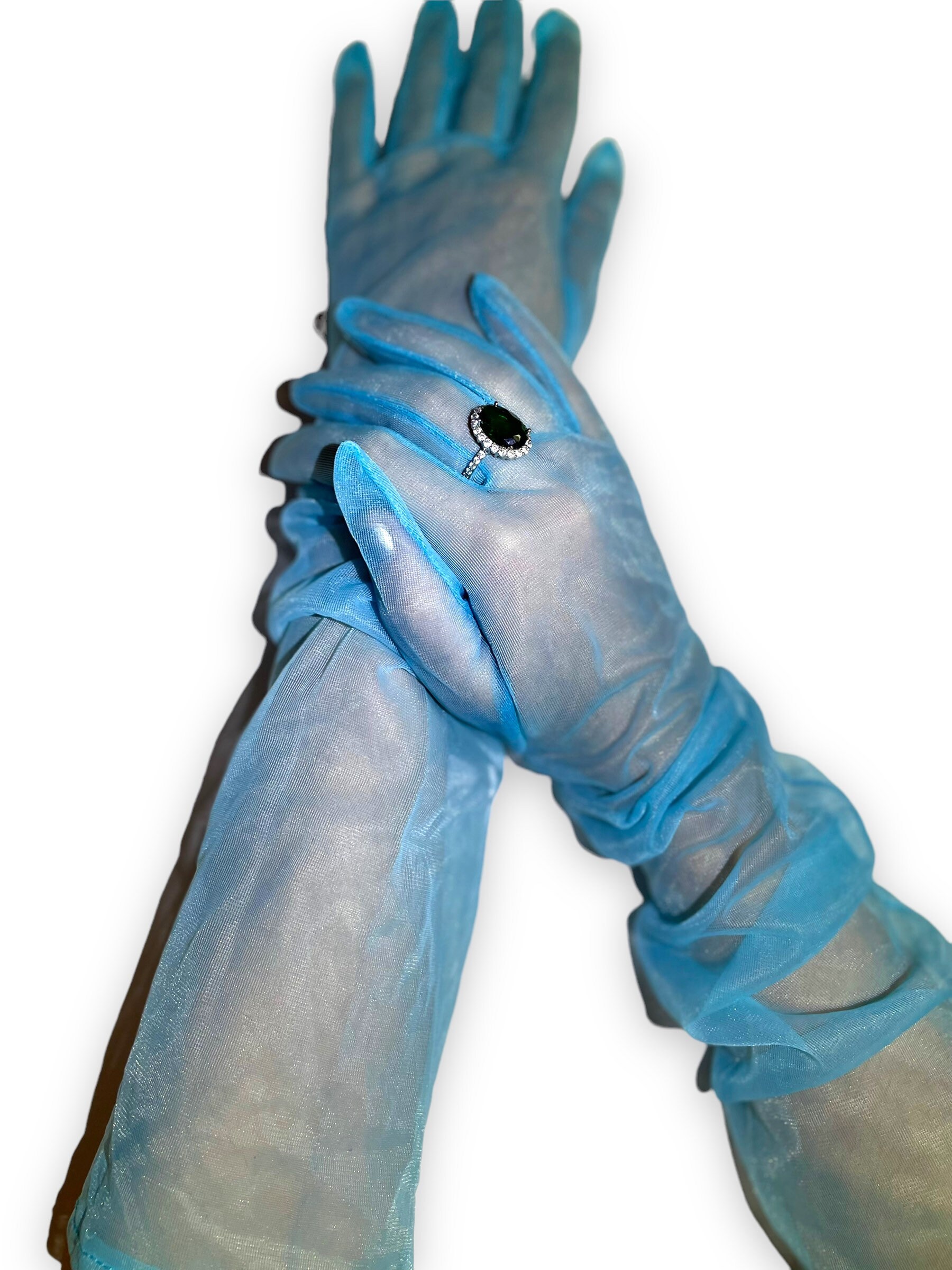 Blue Fashion Gloves Light Blue Opera Gloves Sheer Blue - Etsy