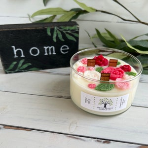 Flower Candle I Succulent Candle I Organic Soy & Bees Wax I Crackling ...