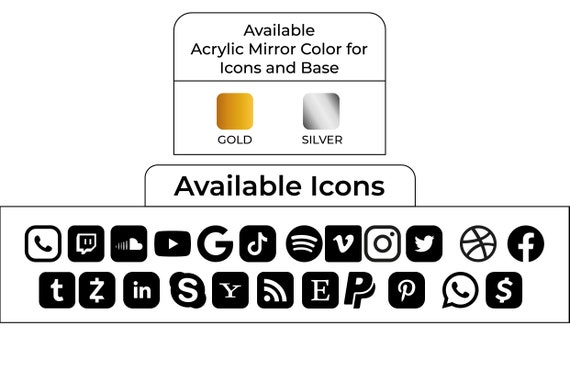 Gold and Silver Mirrored Social Media Icons Payment Icons - Etsy