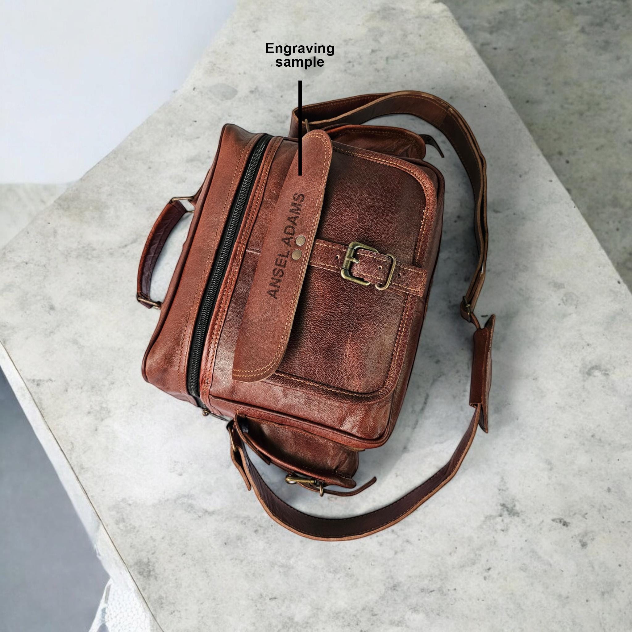 Personalized Leather Camera Bag, Handcrafted DSLR Messenger Bag ...