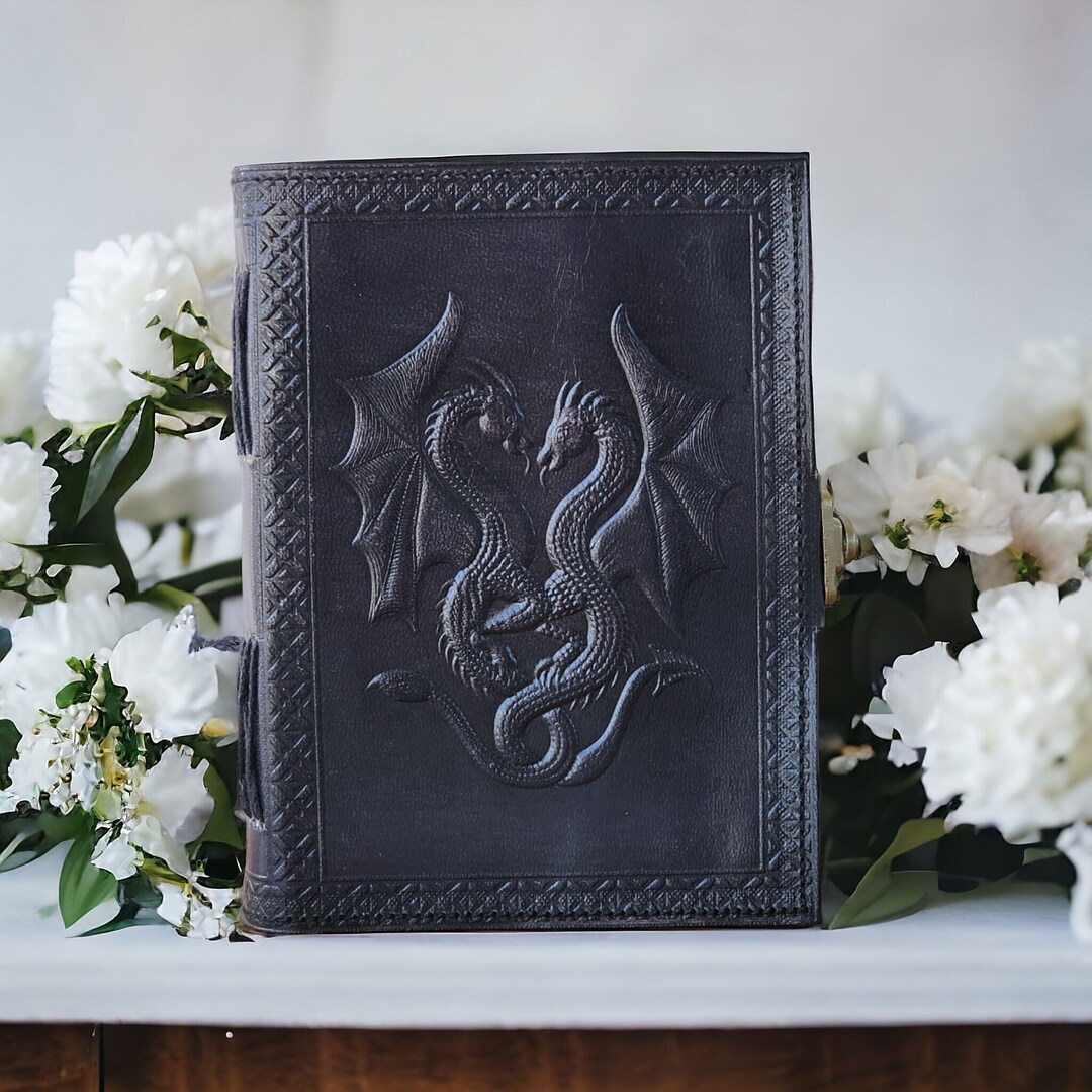 Dragon Embossed Leather Journal, Personalized Leather Journal Notebook ...