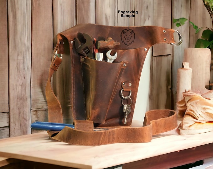 Personalized Brown Leather Tool Belt, Wrench Holder, Craft Tool Belt ...