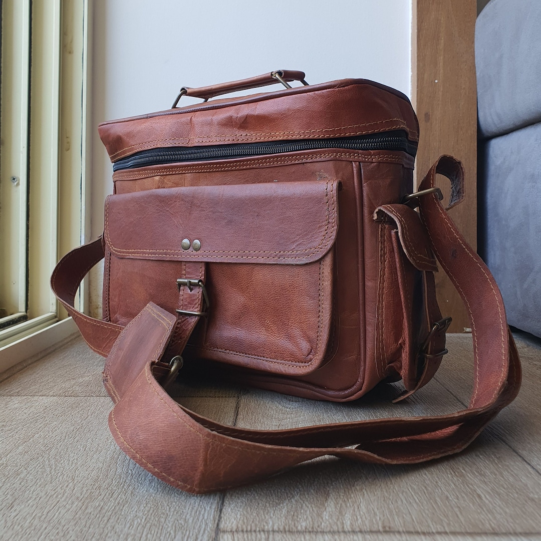 Personalized Leather Camera Bag DSLR Satchel Bag Nikon, Canon, Sony ...