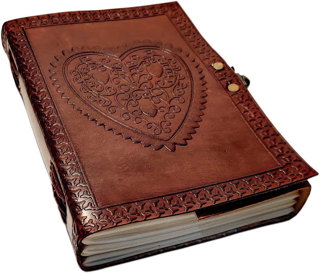 Personalized Leather Journal: Heart Embossed Handmade Paper Notebook - Etsy