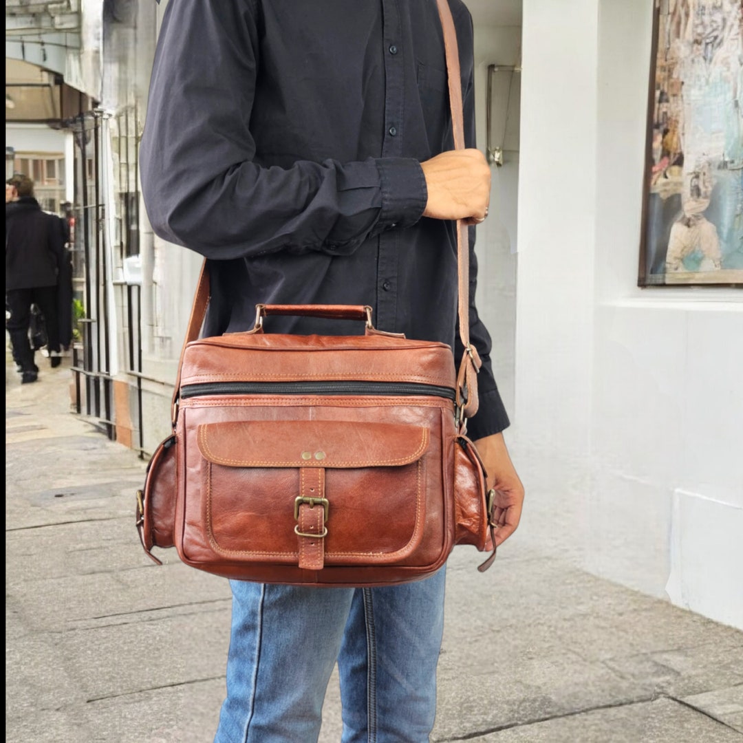 Personalized Leather Camera Bag - DSLR Satchel Bag - Nikon, Canon, Sony ...