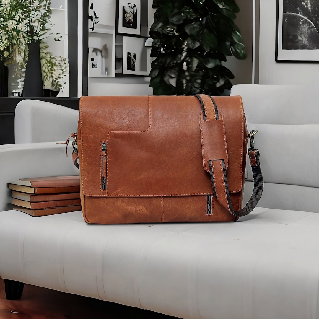 Handmade Buffalo Leather Messenger Cross Body Laptop Bag Office Handbag ...