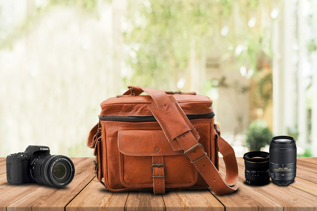 Personalized Leather Camera Bag DSLR Satchel Bag Nikon, Canon, Sony ...