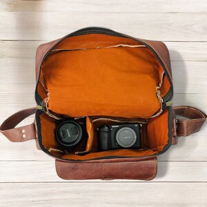 Personalized Leather Camera Bag - DSLR Satchel Bag - Nikon, Canon, Sony ...
