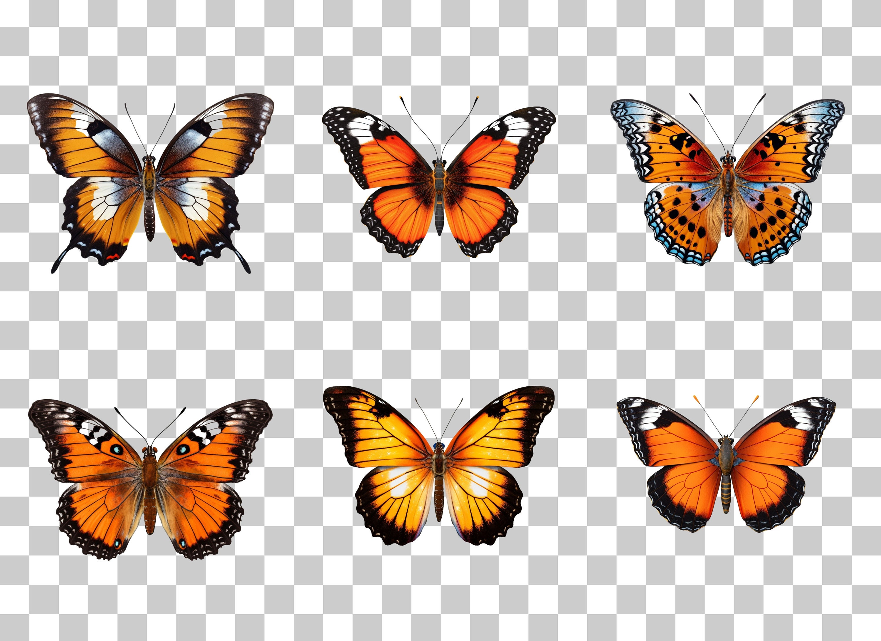 Colored Butterfly Clipart Clip Art Commercial Use PNG - Etsy