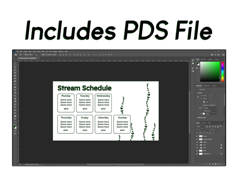 Twitch Schedule Template | Streamer Graphics | Vtuber Graphics | Plants ...