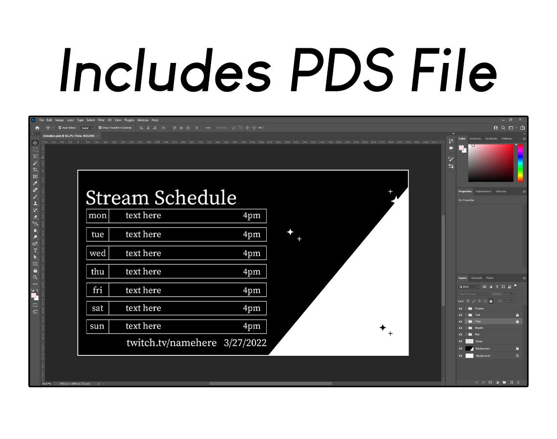 Twitch Schedule Template Streamer Graphics Vtuber Graphics Black - Etsy ...