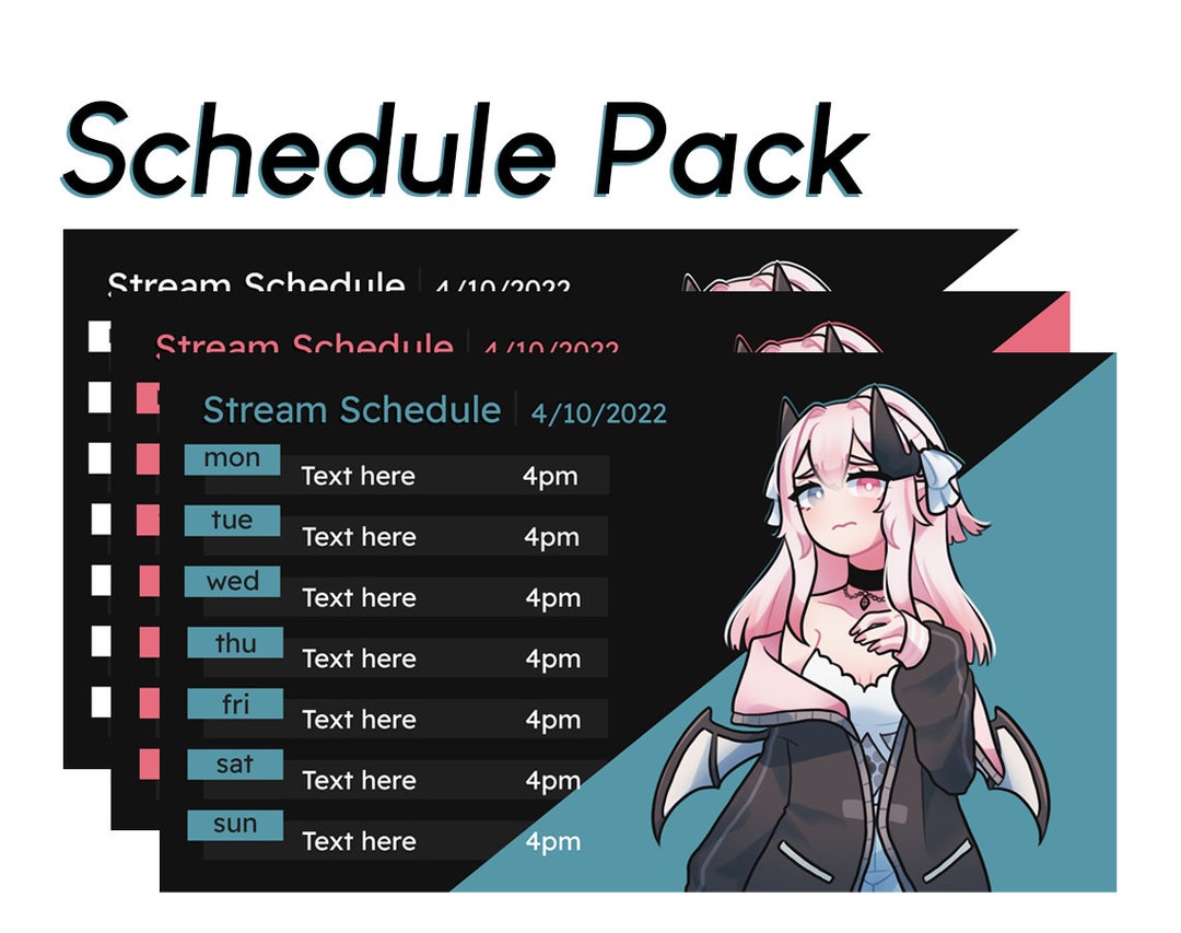 Twitch Schedule Pack of 3 | Streamer Graphics | Vtuber Graphics | Black ...