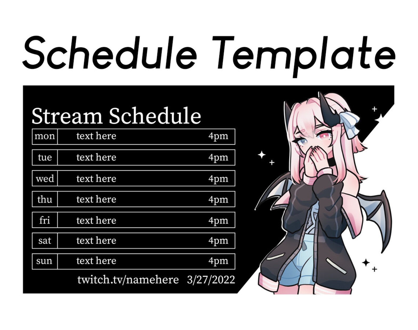 Twitch Schedule Template Streamer Graphics Vtuber Graphics Etsy Israel