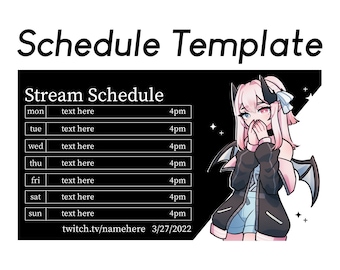 Twitch Schedule Template | Streamer Graphics | Vtuber Graphics | Purple ...