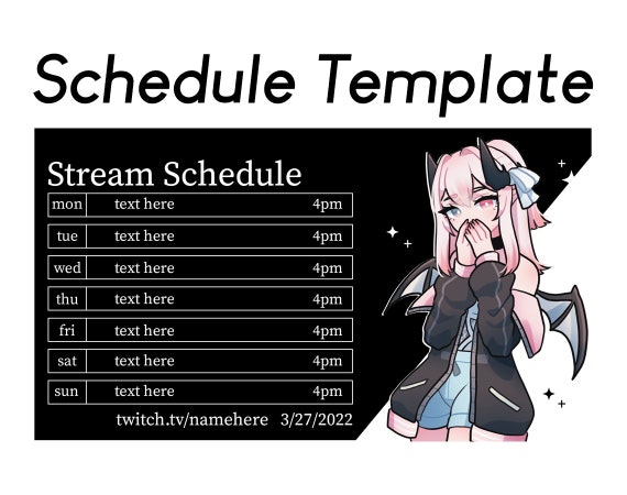 Twitch Schedule Template Streamer Graphics Vtuber Graphics - Etsy Israel