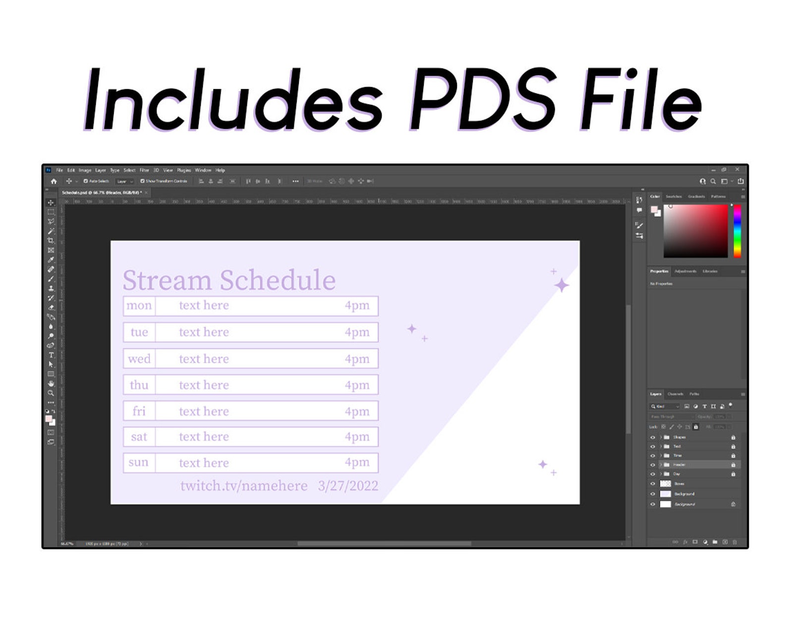Twitch Schedule Template | Streamer Graphics | Vtuber Graphics | Purple ...