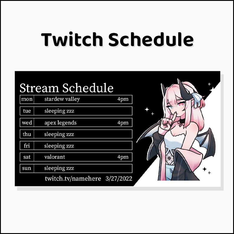 Twitch Schedule Template Streamer Graphics Vtuber Graphics | Etsy Singapore